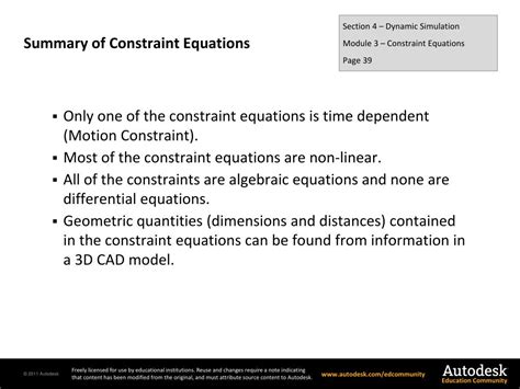 PPT Dynamic Simulation Constraint Equations PowerPoint Presentation ID