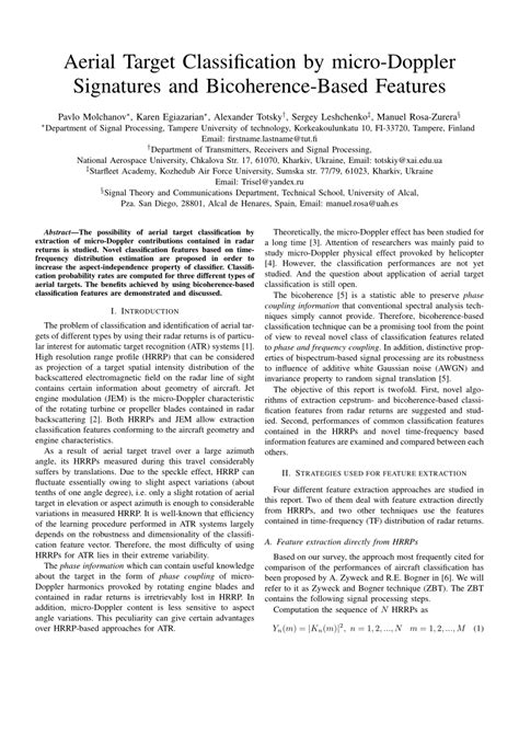 Pdf Aerial Target Classification By Micro Doppler Signatures And