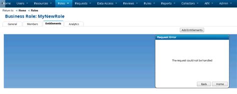 Error Message The Request Could Not Be Handled When Attempting To