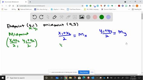 find the other endpoint of the line segment that has the given endpoint