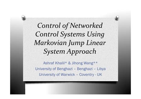 Pdf Control Of Networked Control Systems Using Markovian Jump Linear
