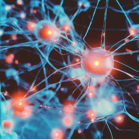 Glowing Neurons Network In The Brain Highlight Synaptic Connections And Signal Transmission