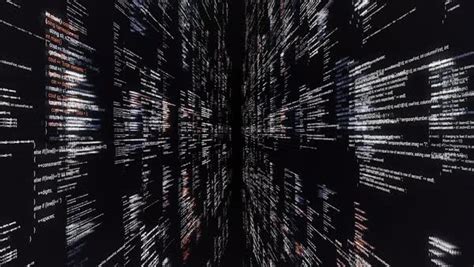 Source Code Walls On Black Background Animation Dive Into Cyberspace With Walls Of Source Code