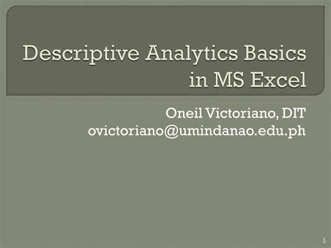 Solution Descriptive Basics Excel Slides Studypool