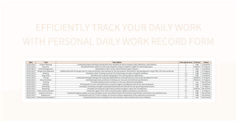 Efficiently Track Your Daily Work With Personal Daily Work Record Form