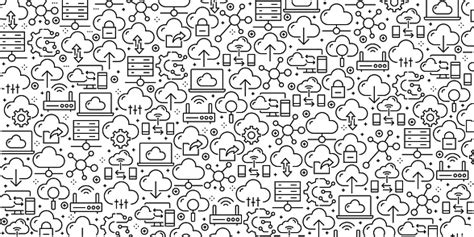 클라우드 컴퓨팅벡터에 관련 된 선형 아이콘으로 원활한 패턴 벡터 유행 선형 스타일클라우드 컴퓨팅에 대 한 디자인 서식 파일의 요소 집합 패턴에 대한 스톡 벡터 아트 및 기타