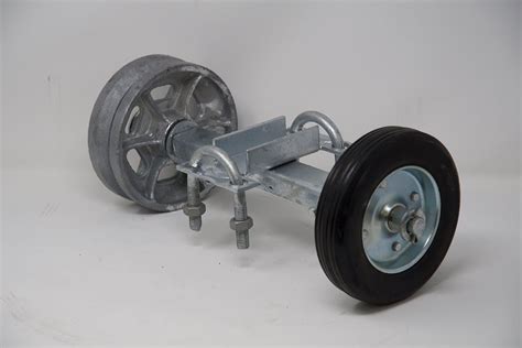 Slide Gate Double Wheel Carrier V Groove And Rubber Wheel Assembly
