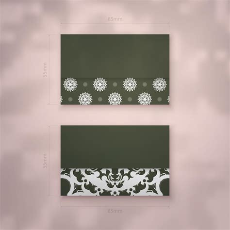 Premium Vector Business Card In Dark Green Color With Mandala White