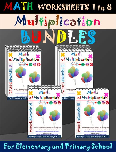 Math Multiplication Part 1 To 8 Bundles Multiplication Worksheets