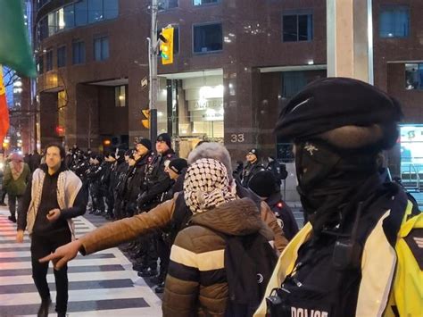 Pro Palestinian Protesters March Through Downtown Toronto