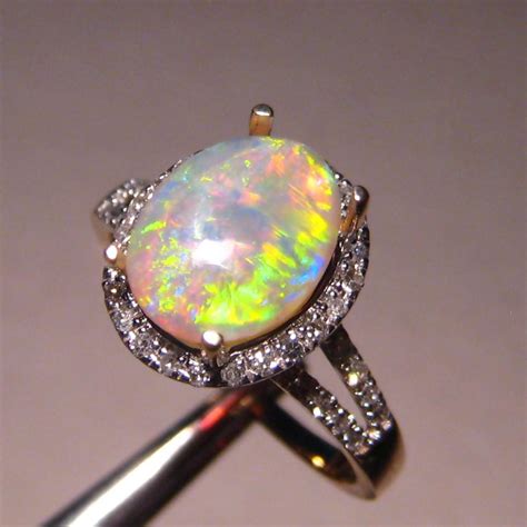 Opal Ring Diamonds 14k Gold 7648 Real Opal Rings Australia Opal