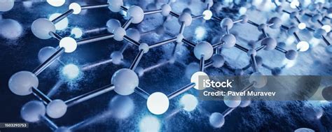 원자 분자 결합 추상화 거품 파란색 배경 그래핀 표면 공 원자 및 탄소 광택 구조 표면과 결합합니다 3d 렌더링 추상적인에 대한 스톡 사진 및 기타 이미지 Istock