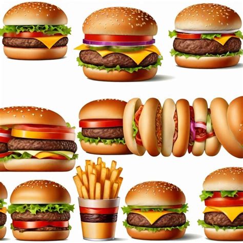 Premium Vector Burger Vector Set White Background Isolated A High