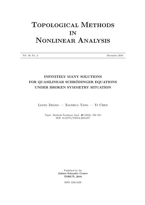 Pdf Infinitely Many Solutions For Quasilinear Schrödinger Equations Under Broken Symmetry