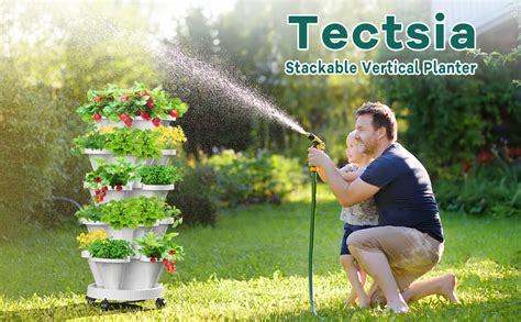 Tectsia Strawberry Vertical Planter Tower Garden 3 Tiered Stackable