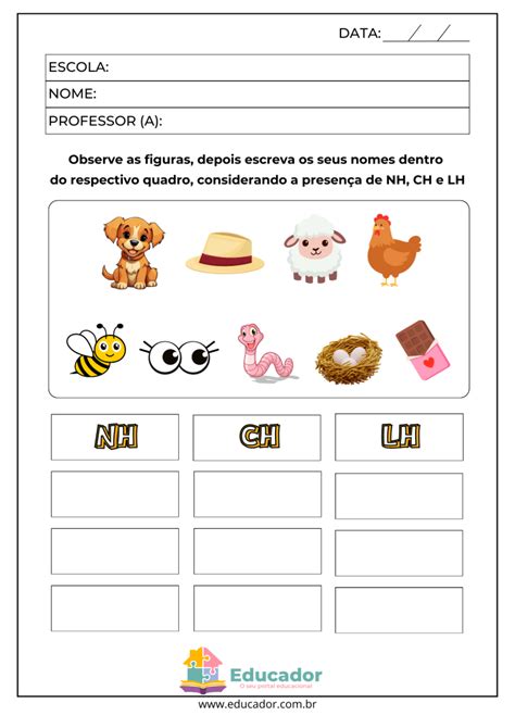 Atividades Com NH CH E LH Educador
