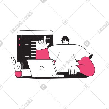 Man Programmer Writing Code On A Laptop Animated Illustration In GIF Lottie JSON AE