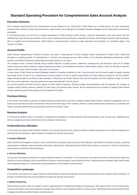 Free Sales Comprehensive Account Analysis Template To Edit Online
