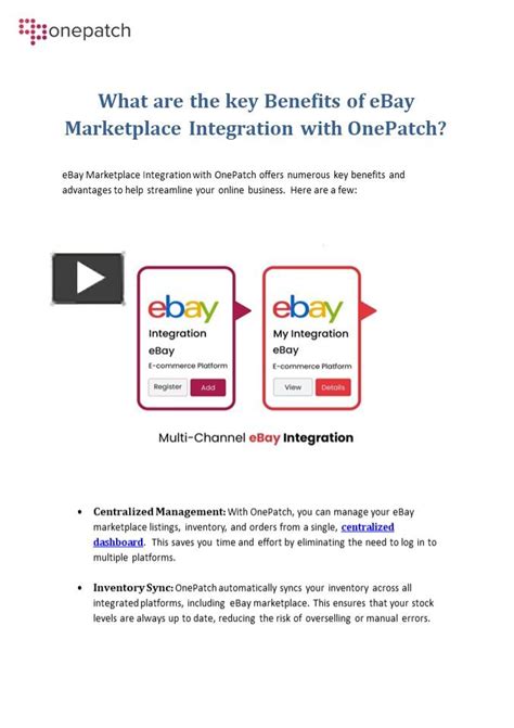 Ppt What Are The Key Advantages Of Ebay Marketplace Integration With Onepatch Powerpoint