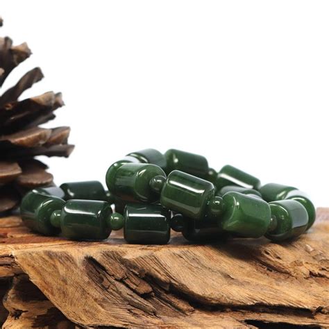 Baikalla High Quality Green Nephrite Jade Tong Tong Beads Mens