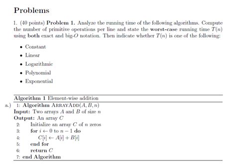 solved 1 40 points problem 1 analyze the running time of