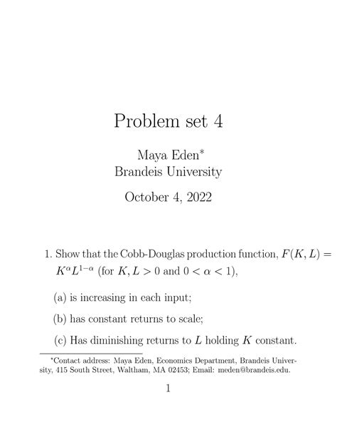 PS4 Problem Set Problem Set 4 Maya Eden Brandeis University October 4 2022 Show That The