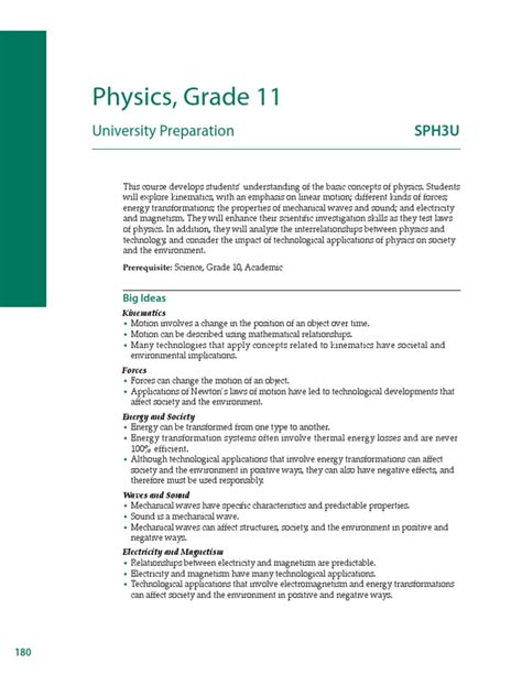 Ontario Grade 11 Physics Force Sound