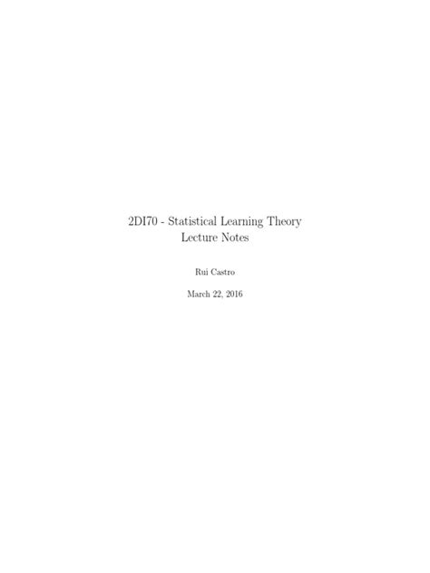 machine learning lecture notes pdf statistical classification