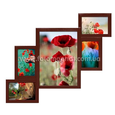 Деревянная мультирамка на 5 фото "Руноко Красное Дерево А4+4 ...