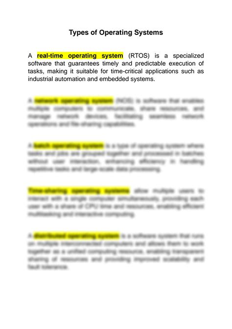 SOLUTION: Types of operating systems - Studypool