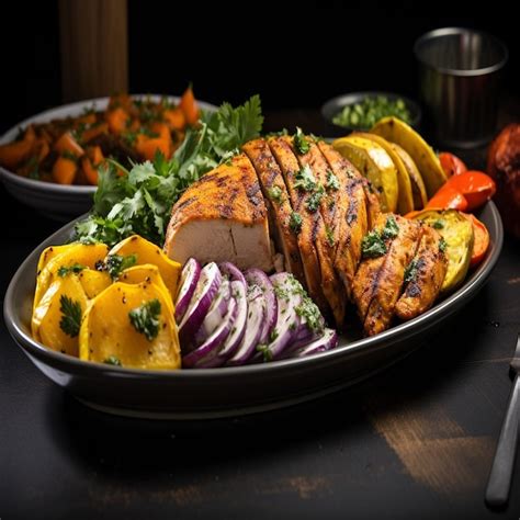 Balanced Diet Food Background Premium Ai Generated Image