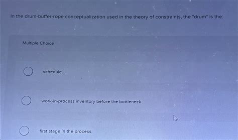 Solved In The Drum Buffer Rope Conceptualization Used In The