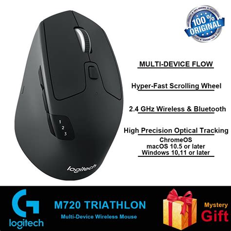 Logitech M720 Triathlon Wireless Mouse With 1000dpi Hyper Fast Scrolling Multi Device Flow