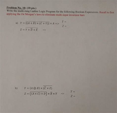 solved problem no 10 18 pts write the multi rung ladder