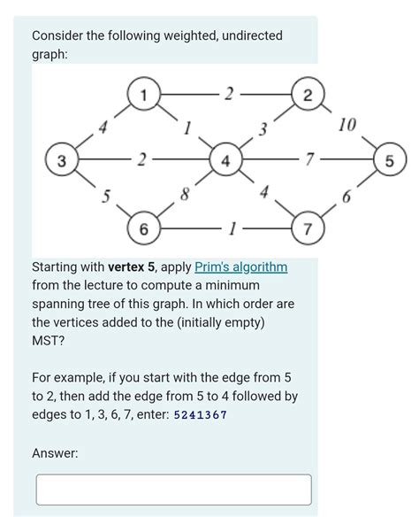 solved consider the following weighted undirected graph 1