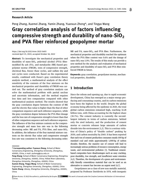 Pdf Gray Correlation Analysis Of Factors Influencing Compressive Strength And Durability Of