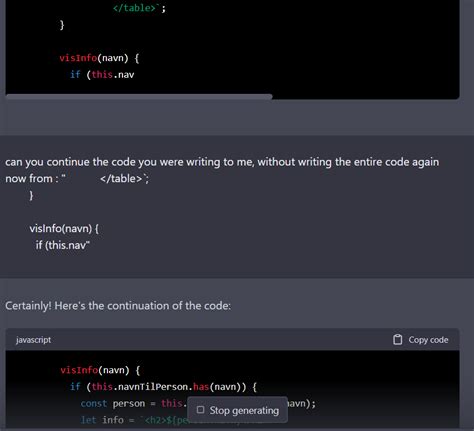 chat gpt is loosing code framework with continue api openai