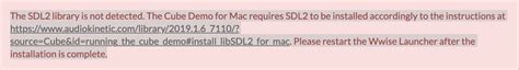 sdl2 library isn t being detected by cube demo r wwise
