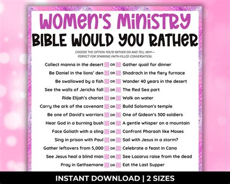 Bible Would You Rather Bible Games Womens Retreat Games Womens