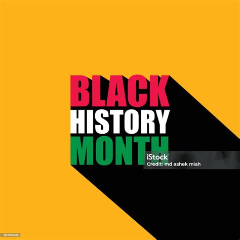 흑인 역사 달 벡터 타이포그래피 그림 와 긴 그림자 와 2월은 전국 흑인 역사의 달입니다 휴일 개념 배경 배너 카드 텍스트