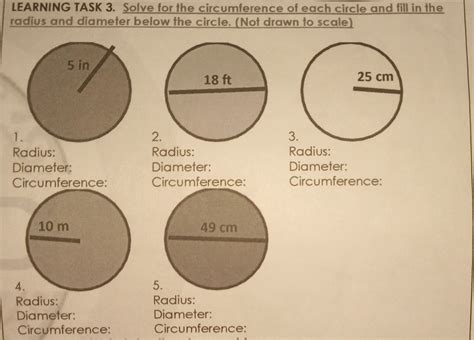 solved learning task 3 solve for the circumference of each circle and