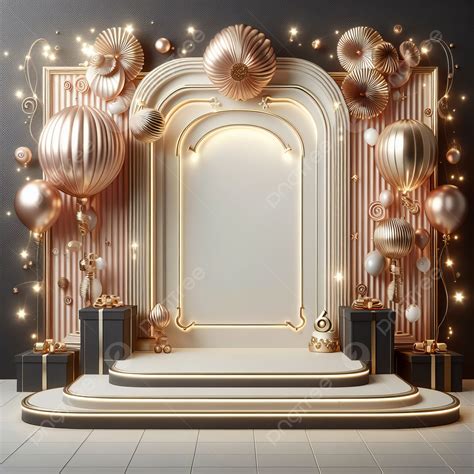 Elegant Big Arch Birthday Frame Background Balloon Decoration Party