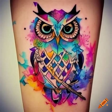 Colorful Owl Tattoo Designs