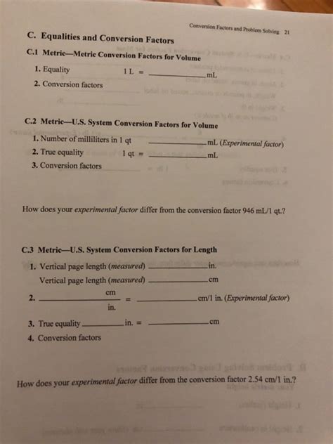 Solved Conversion Factors And Problem Solving C Equalities
