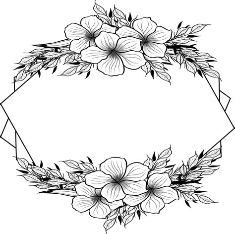 Premium Vector Black And White Floral Rectangular Frame For Wedding