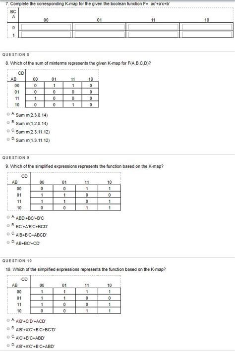Solved Complete The Corresponding K Map For The Given The Chegg