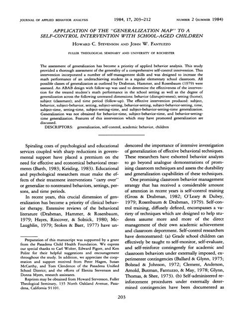 Jabaselfcontrol Generalization Map Pdf Reinforcement Behaviorism