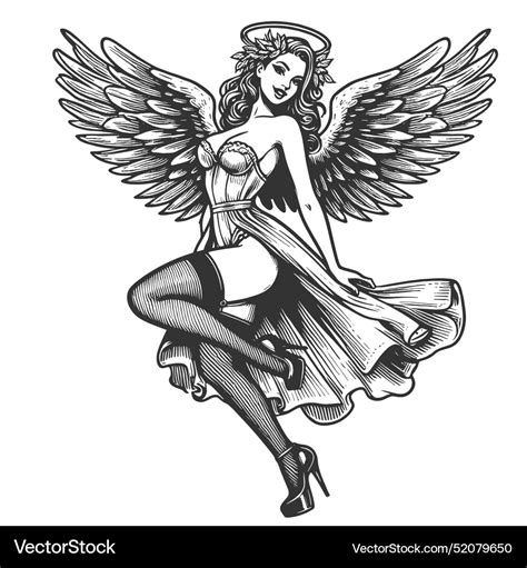 Retro Pin Up Angel Royalty Free Vector Image VectorStock
