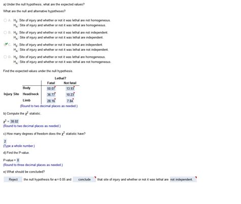 Solved A Under The Null Hypothesis What Are The Expected