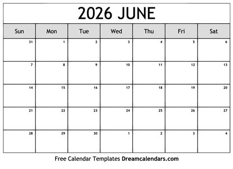 June 2026 Calendar Free Printable With Holidays And Observances
